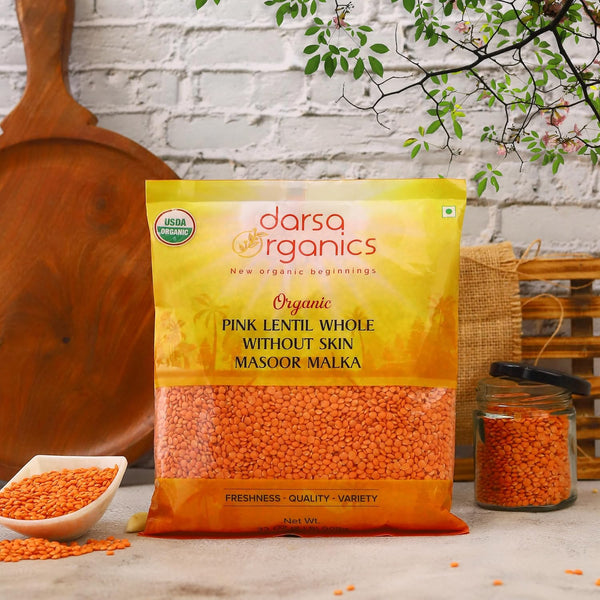 Organic Red Lentil Whole Without Skin - Natural | Darsa Organics
